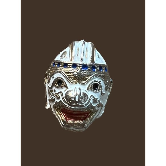 Jewelry | Vintage Thai Miniature Mask Pendant Gold Tone Enamel Blue ...